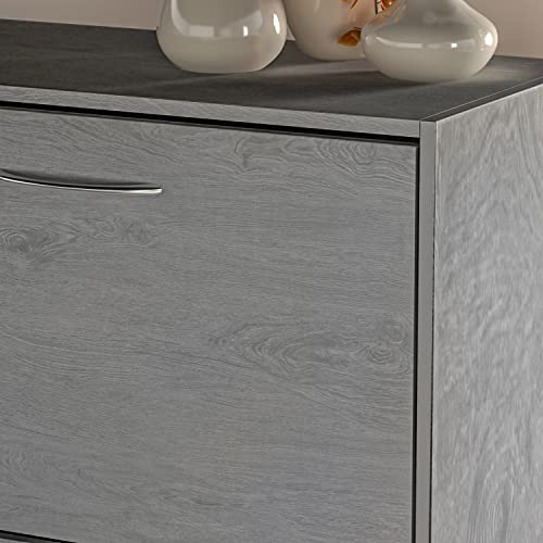 Homsee Modern Shoe Storage Cabinet with 3 Flip Drawers, Wood 3-Tier Shoe Rack Storage Organizer for Entryway, Hallway & Bedroom, Grey (22.4”L x 9.4”W x 42.1”H)