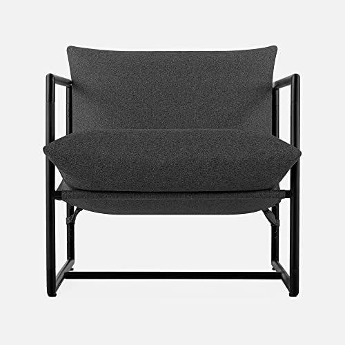 ZINUS Aidan Sling Accent Chair / Metal Framed Armchair with Shredded Foam Cushioning, Dark Grey