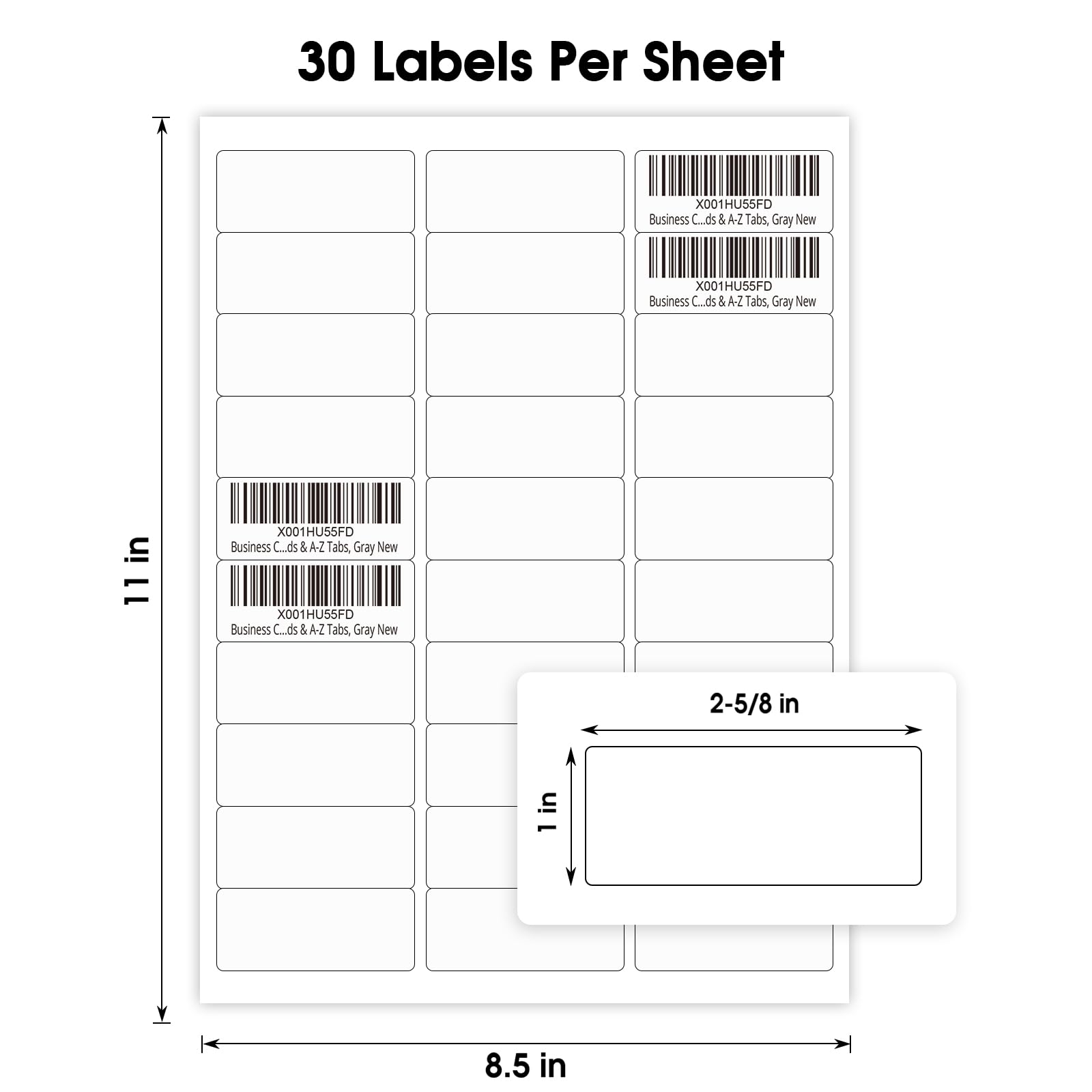 MaxGear 1" x 2-5/8" Address Mailing Sticker Labels for Inkjet or Laser Printer, Matte White Paper Sheets, Strong Adhesive, Dries Quickly, Holds Ink Well, 30 Sheets, 900 Labels
