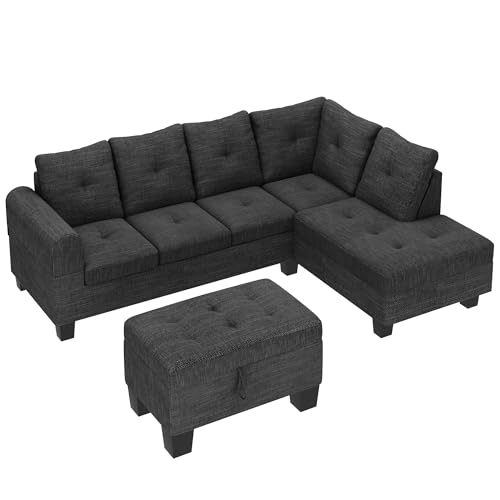 AWQM Modular Sectional Sofa with Ottoman, Fabric L-Shaped Couch with Chaise & Cup Holders, Living Room Furniture Sets Sectional Sofa Set, 6 Seat Corner Couch Sofa for Living Room, Apartment