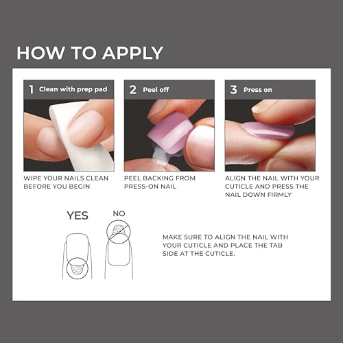 KISS imPRESS No Glue Mani Press On Nails, Premium, 'Legacy', Gray, Medium Size, Coffin Shape, Includes 30 Nails, Prep Pad, Instructions Sheet, 1 Manicure Stick, 1 Mini File