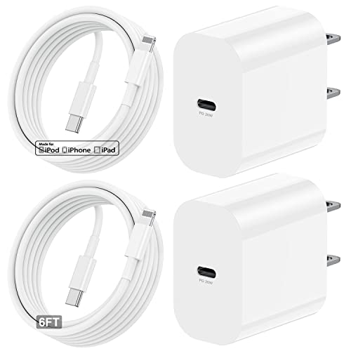 for Apple iPhone 12 13 14 Pro Fast Charger Block,[Apple MFi Certified] 20W Rapid USB C Wall Super Fast Chargers Block/Power Plug with 6Ft Type C to Lightning Cable for iPhone 14 13 12 11Pro Max iPad