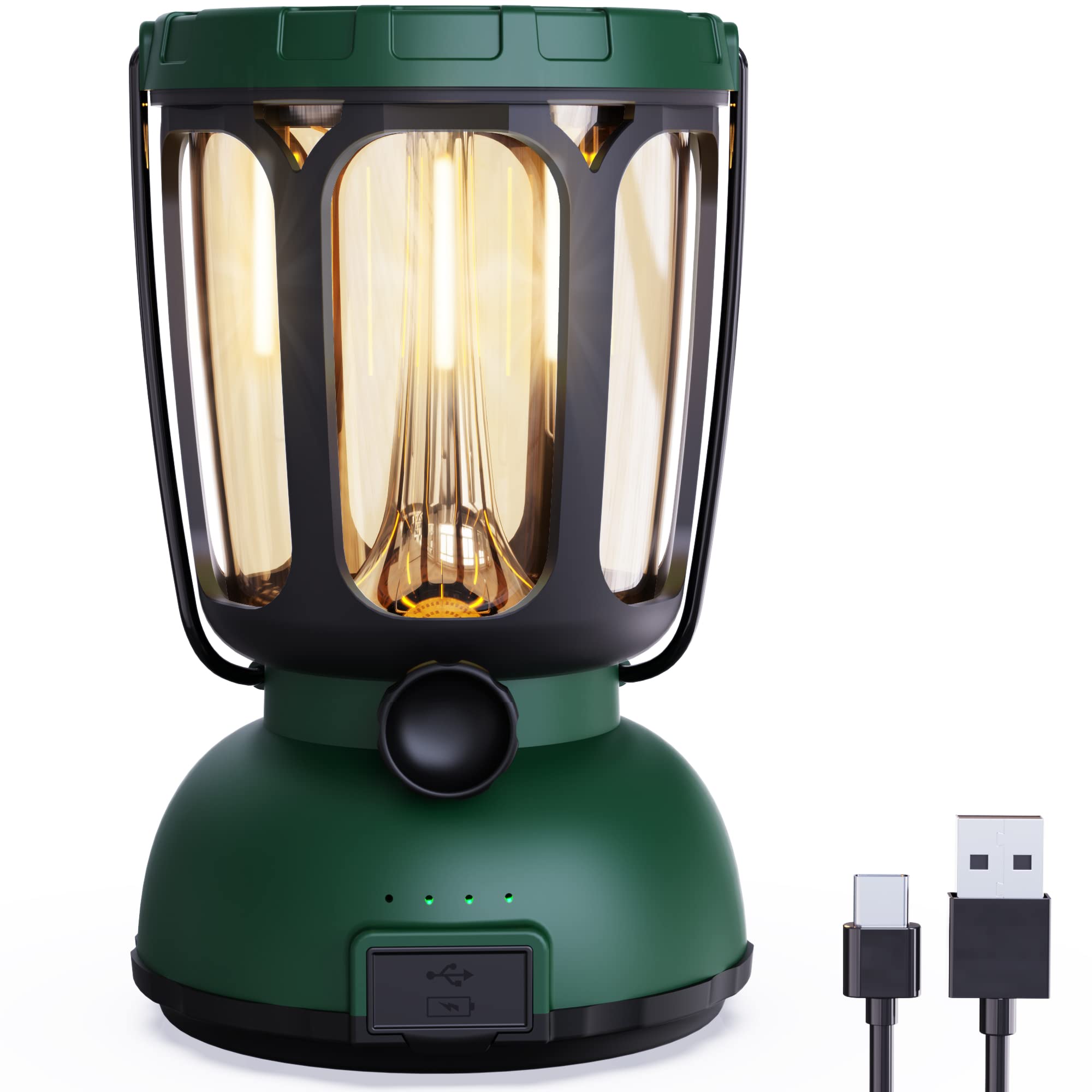 Mesqool Camping Lantern Rechargeable Battery 6000mAh, 650LM LED Lanterns for Power Outages Emergency Hurricane, Solar Hand Crank Lantern for 200 Hours