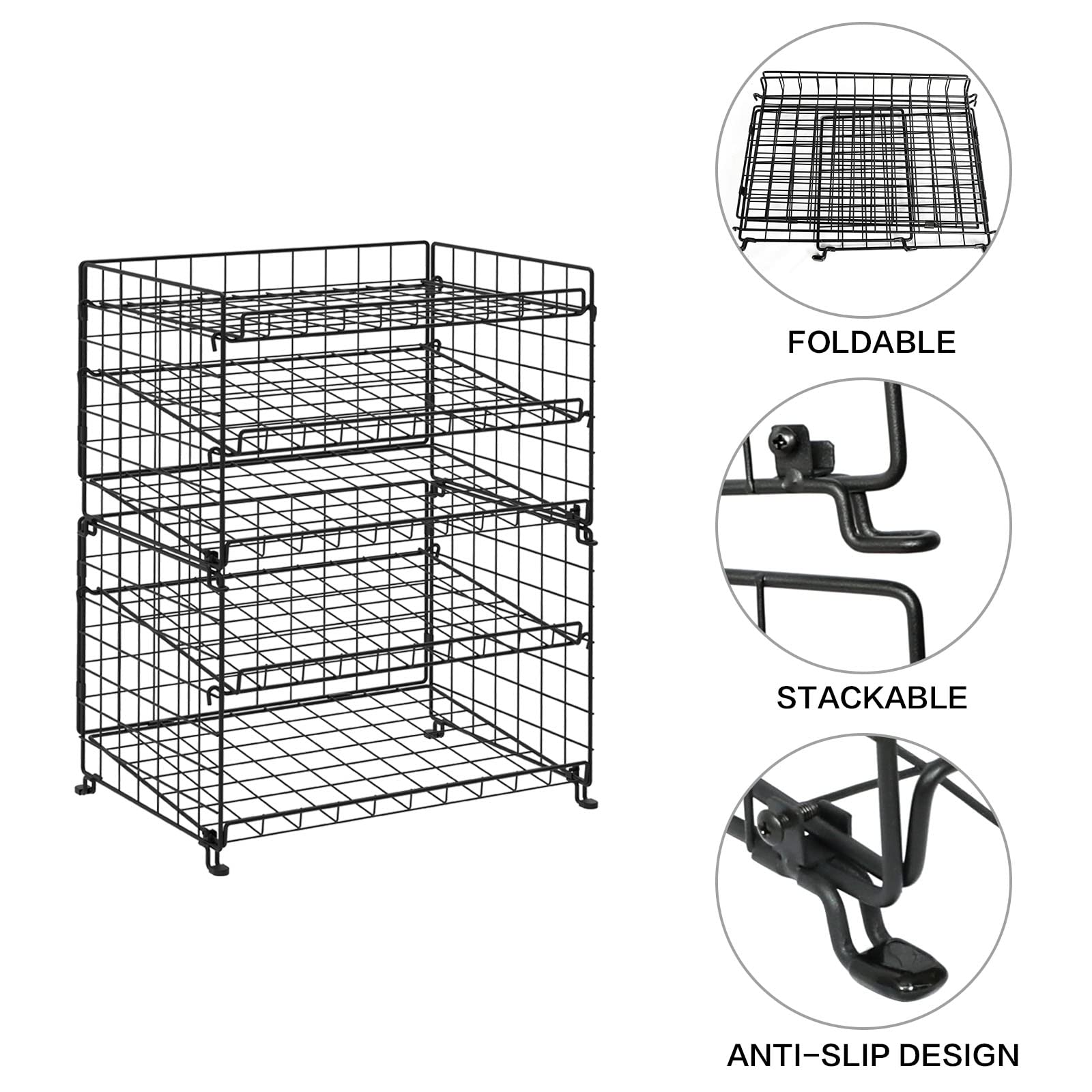 5-Tier Stackable Can Rack Organizer, Can Storage Organizer for Kitchen Pantry Cabinet, Multifunctional Can Dispenser for Storing Canned Snacks Drinks and More,Black