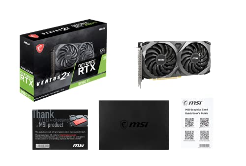 Gigabyte MSI Gaming GeForce RTX 3060 Ti LHR 8GB GDRR6, 256-Bit, HDMI/DP, Nvlink, Torx Fan 3, Ampere Architecture OC Graphics Card (RTX 3060 Ti Ventus 2X 8G OCV1 LHR)