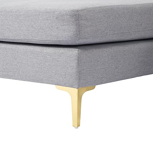 Goohome 79.5'' Linen L-Shaped Left-Hand Facing Sectional Sofa Metal Legs and 2 Detachable Armrest Pillows, Modern 3-Seater Fabric Couches for Living Room Apartment Small Space, A-Light Grey