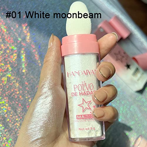 Polvo De Hadas Highlighter Makeup Body Glitter Stick,Shimmer Face Blusher Body Highlighter Glitter Makeup Gift for Girls Women-01#White Moonbeam