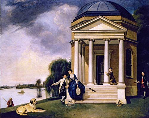 Johann Zoffany The Shakespeare Temple at Hampton House, with Mr. and Mrs. David Garrick 1762 Tate Britain London 30" x 24" Fine Art Giclee Canvas Print (Unframed) Reproduction