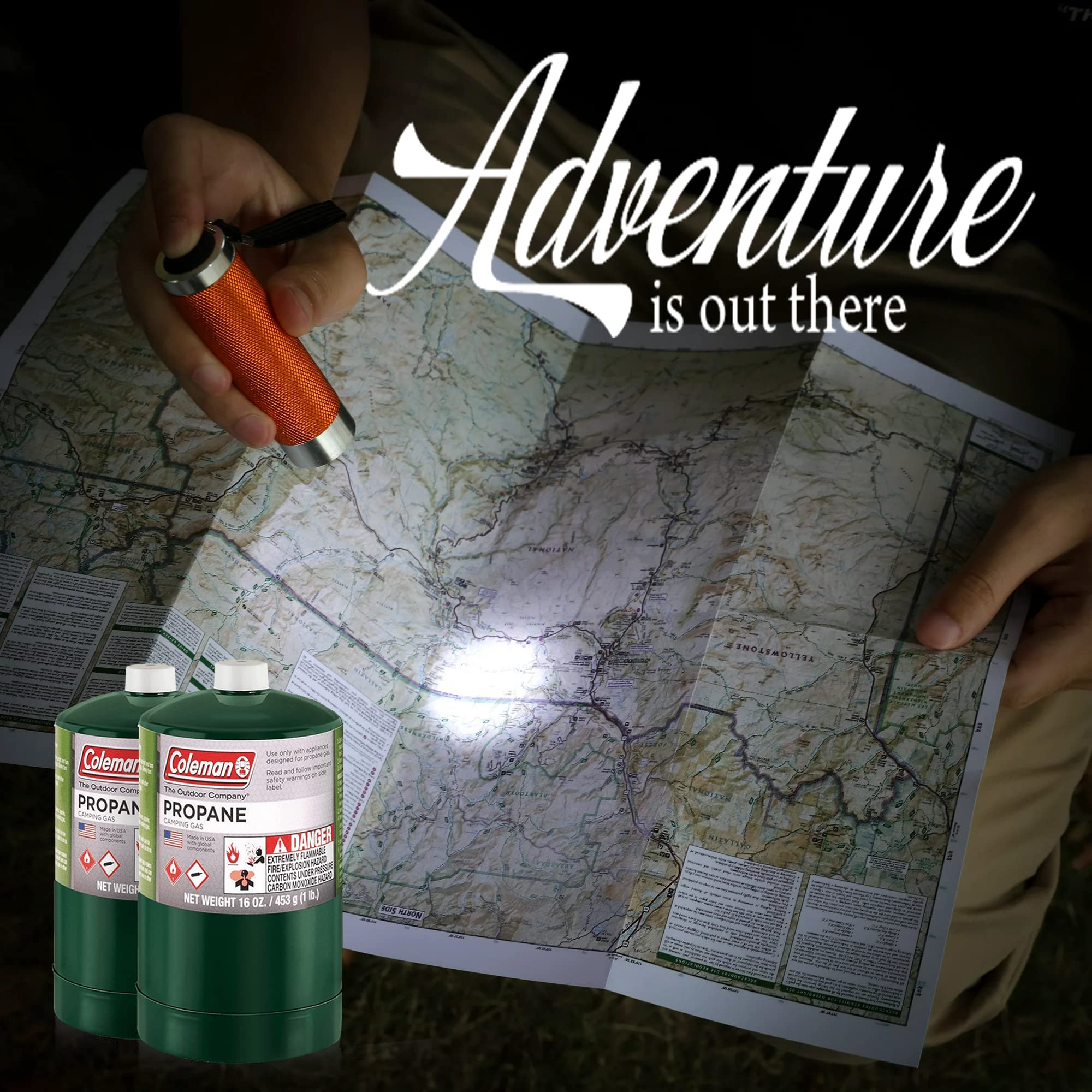 Propane Tank 2 Pack with Golden Lion Bonus: LED 50 Lumens Flashlight