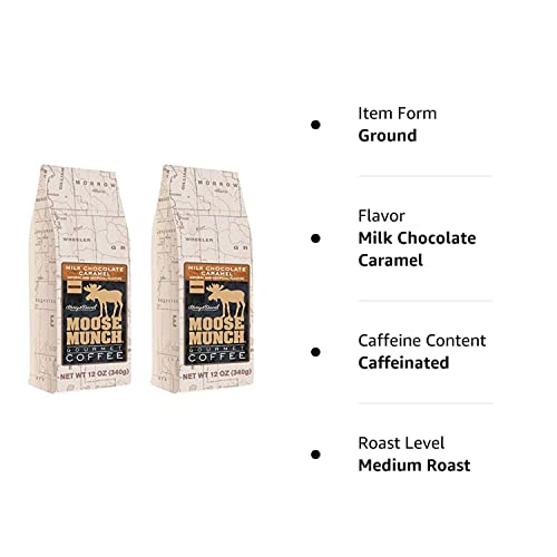 Moose Munch Gourmet Ground Coffee by Harry & David, 2/12 oz bags (Milk Chocolate Caramel)
