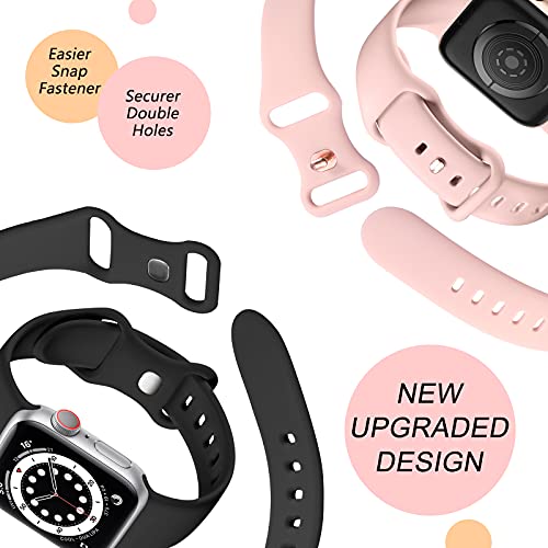[6 Pack] SNBLK Compatible with Apple Watch Band 38mm 40mm 41mm 42mm 44mm 45mm, Silicone Strap for iWatch Series 7 6 5 4 3 2 1 SE, Black/Blue Gray/White/Pink/Gray/Wine Red, 38mm/40mm/41mm