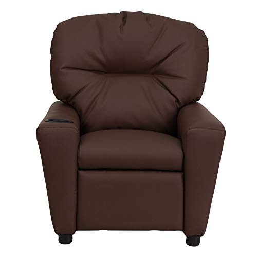 Flash Furniture Contemporary Brown LeatherSoft Kids Recliner with Cup Holder