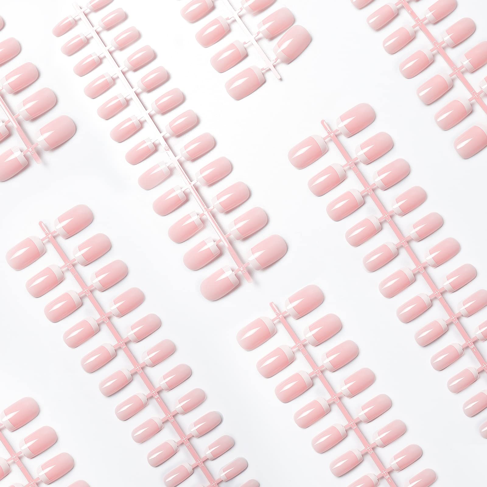 LIARTY 480 Pcs French Press On Nails Medium, French Tip False Nails Manicure, 12 Size Acrylic Full Cover Artificial Fake Nails, Natural
