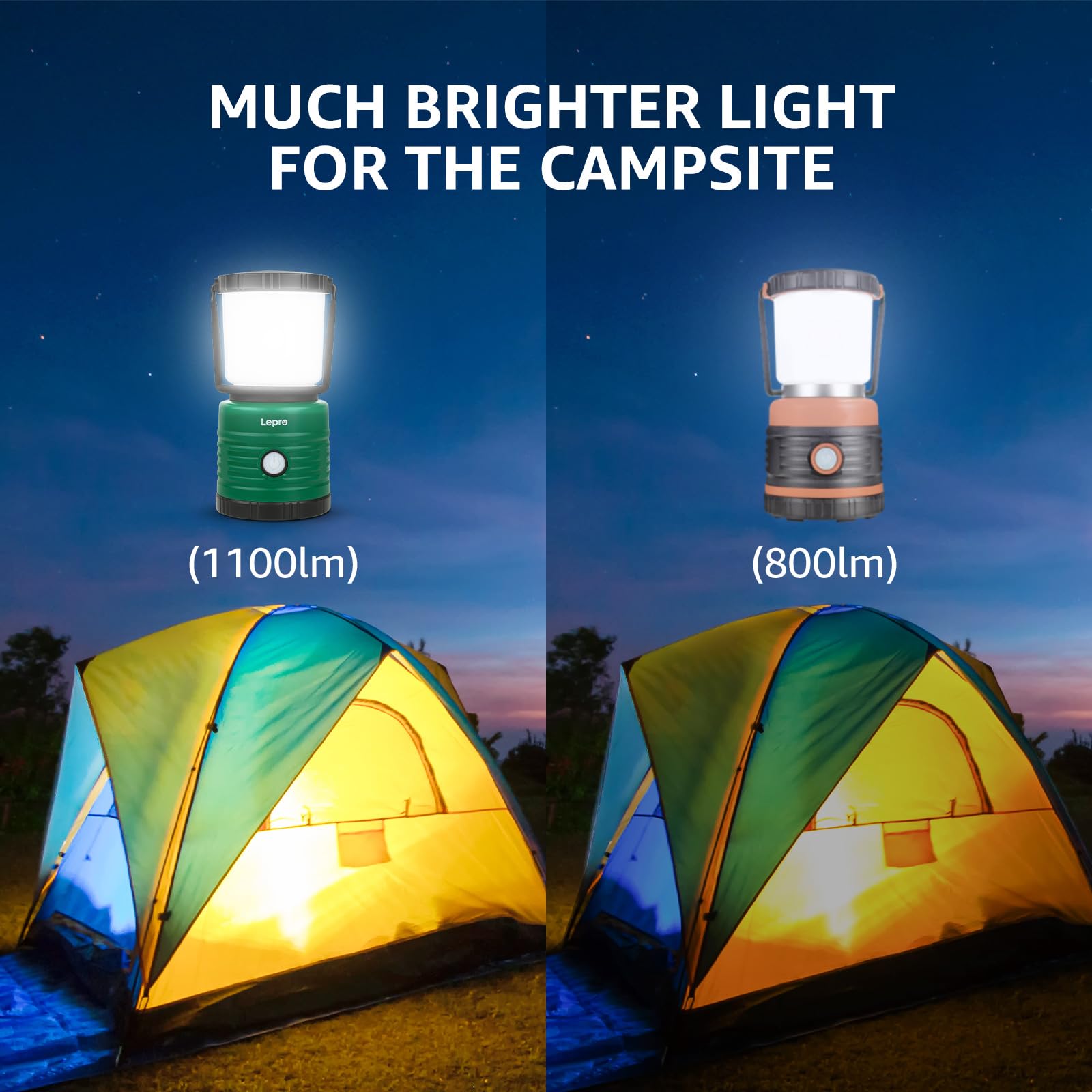 Lepro Lantern Camping Lantern, Battery Powered LED with 1500LM, 4 Light Modes, Waterproof Tent Light, Lantern Flashlight for Hurricane, Emergency Light, Survival Kit, Storms, Outages, Fishing, Hiking