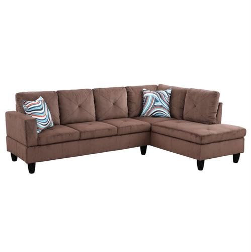 SOCOUCH Corduroy Fabric Sectional Corner Sofa, L-Shape Couch with Storage Ottoman, Living Room Furniture Sets Design for Large Space Dorm Apartment Office, Right Chaise, Brown