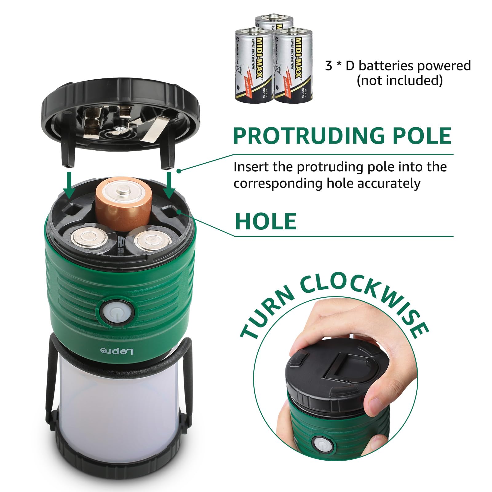Lepro Lantern Camping Lantern, Battery Powered LED with 1500LM, 4 Light Modes, Waterproof Tent Light, Lantern Flashlight for Hurricane, Emergency Light, Survival Kit, Storms, Outages, Fishing, Hiking