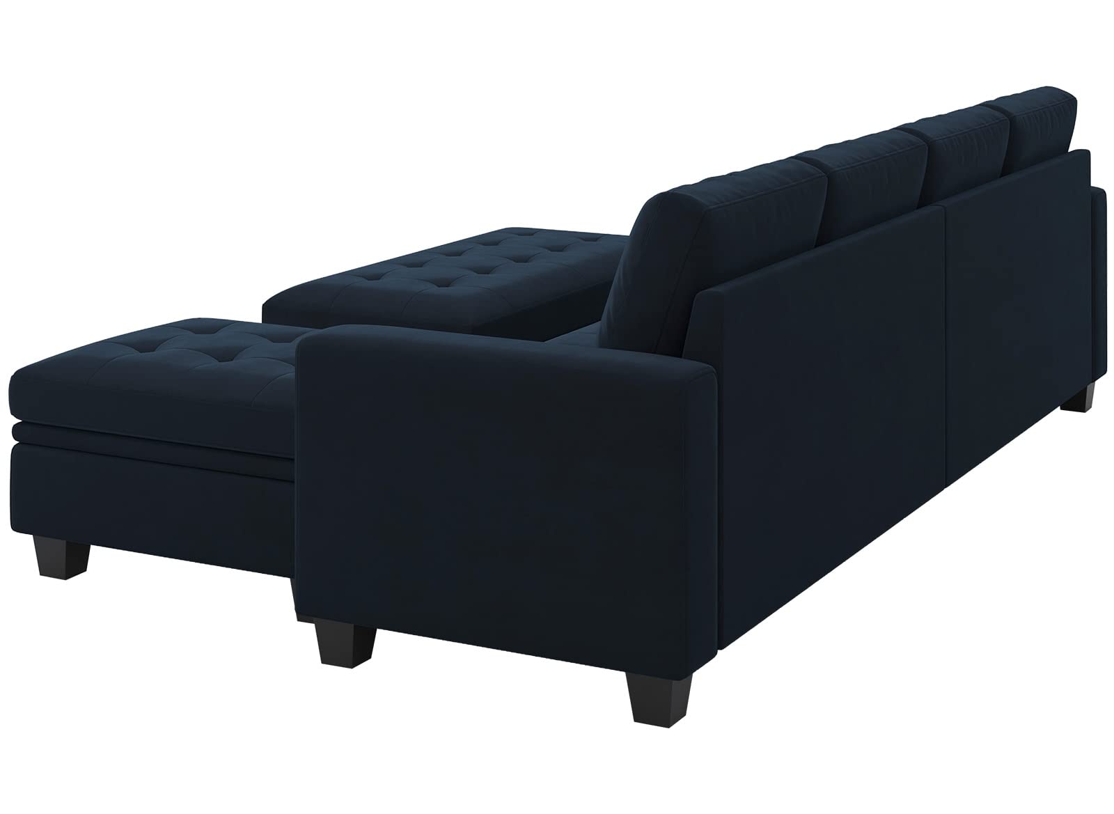 Belffin Velvet Convertible 4-Seat Sectional Sofa with Reversible Chaise L Shaped Sofa Couch Furniture Sets Sectional Couch with Storage Ottoman Blue