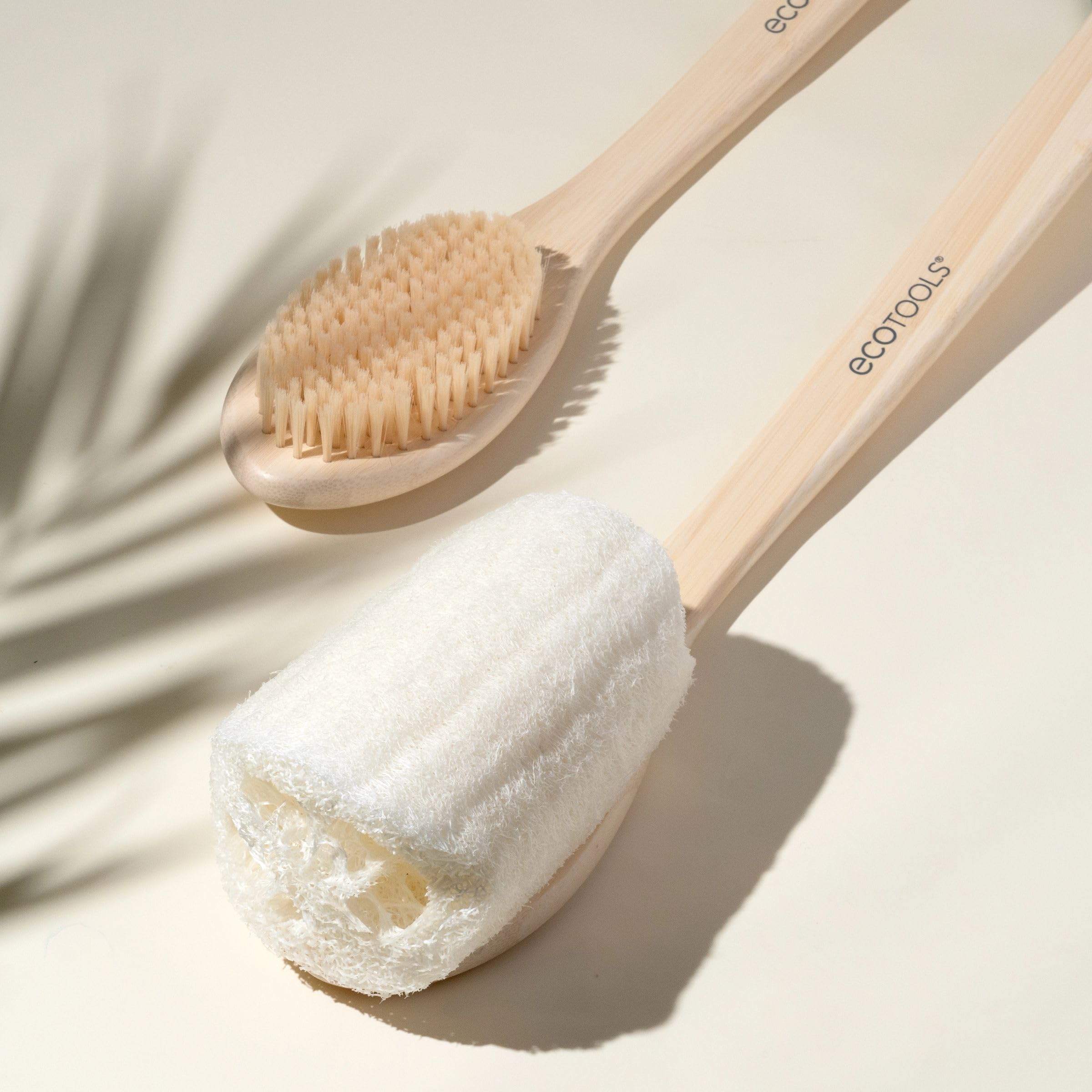 EcoTools Bristle Bath Brush, Soft but Stiff Shower Bristles, Long Bamboo Handle, Gently Exfoliating for Back & Body, Stimulates Blood Circulation, Eco-Friendly, 1 Count