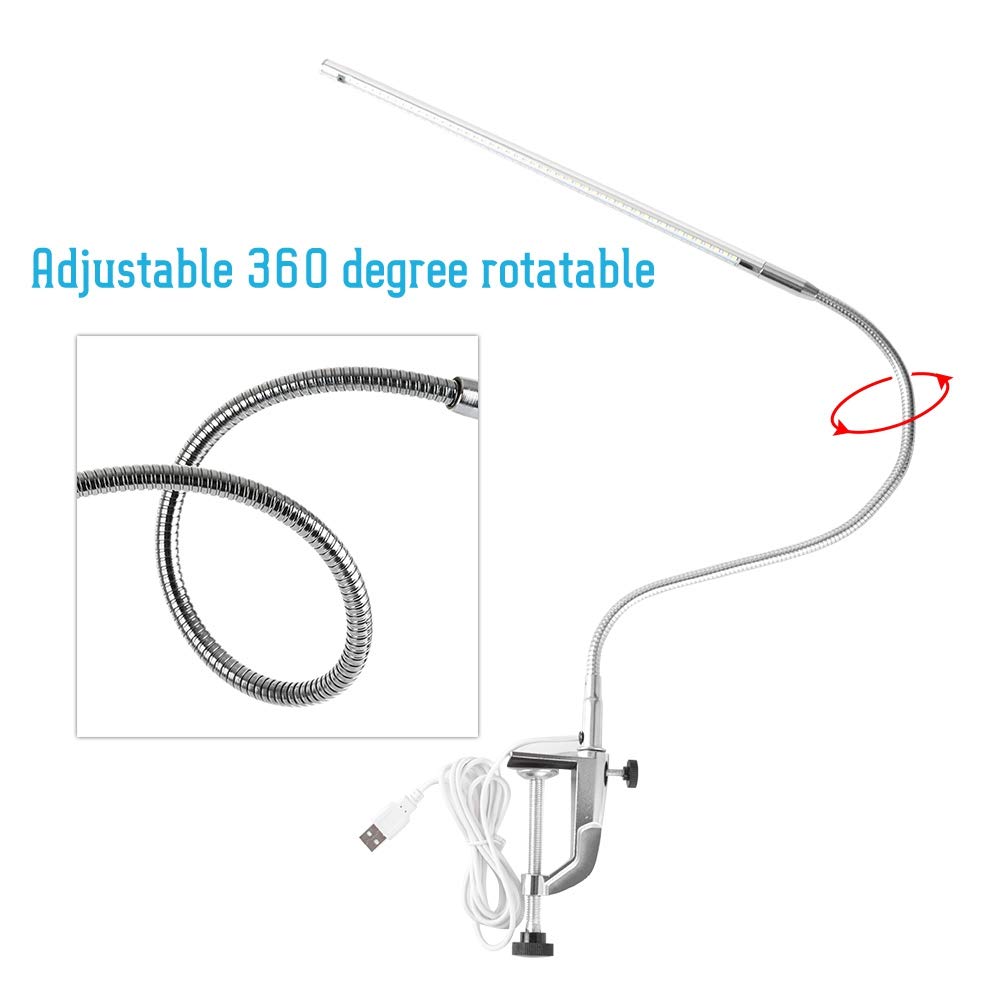 ANGGREK LED Desk Lamp, Adjustable Clip Table Lamps USB for Manicure Tattoo Reading Tattoo Eye-Caring Clamp On Lights for Desk Bed Headboard Computer Piano