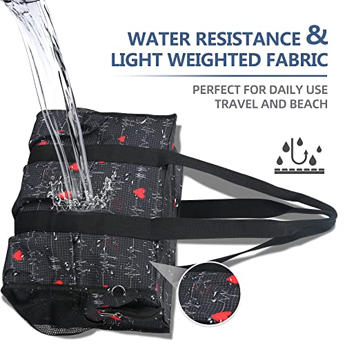 HoogaLife Nursing Waterproof Lightweight Tote Bag Large Shoulder Portable Bag for Nurse, Gym, Travel, Shopping, Beach (Black/L)