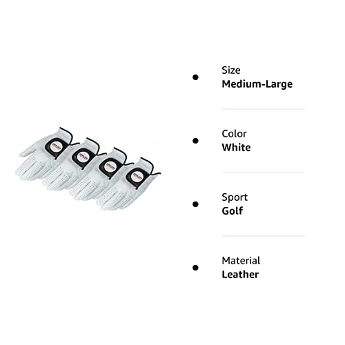 KIRKLAND SIGNATURE Golf Gloves Premium Cabretta Leather, Medium-Large, 4 Pack