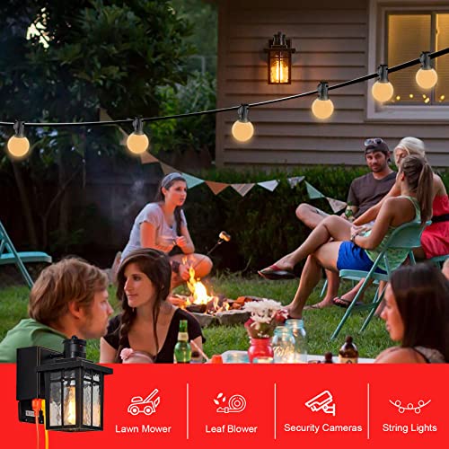 Myhaptim Porch Lights with GFCI Outlet,Dusk to Dawn Motion Sensor Outdoor Lights,3 Lighting Modes Black Front Door Lights,Waterproof Outside Wall sconces for House Patio Garage