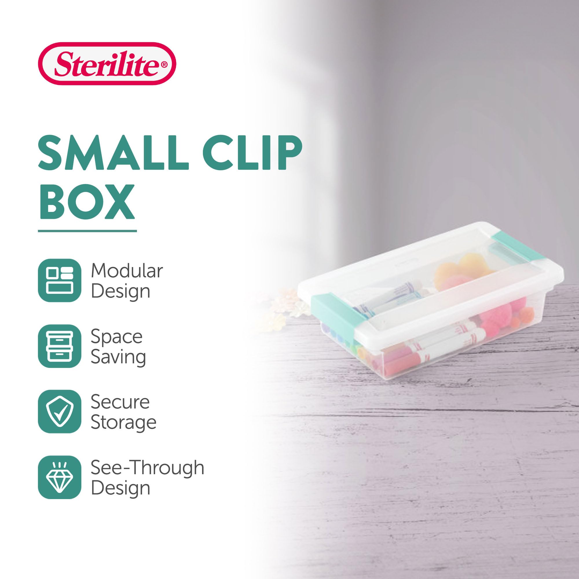 Sterilite 19618606 Small Clip Box Clear Storage Tote Container w/ Lid (12 Pack)