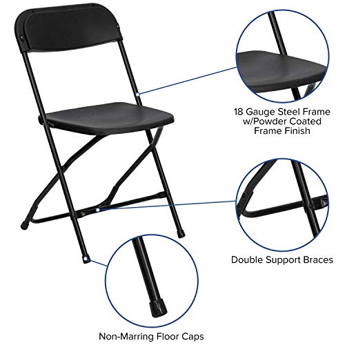 Flash Furniture 8' Bi-Fold Granite White Plastic Event/Training Folding Table Set with 10 Folding Chairs