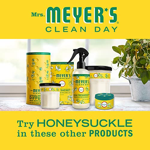 Mrs. Meyer's Soy Aromatherapy Candle, 25 Hour Burn Time, Made with Soy Wax and Essential Oils, Honeysuckle, 4.9 oz