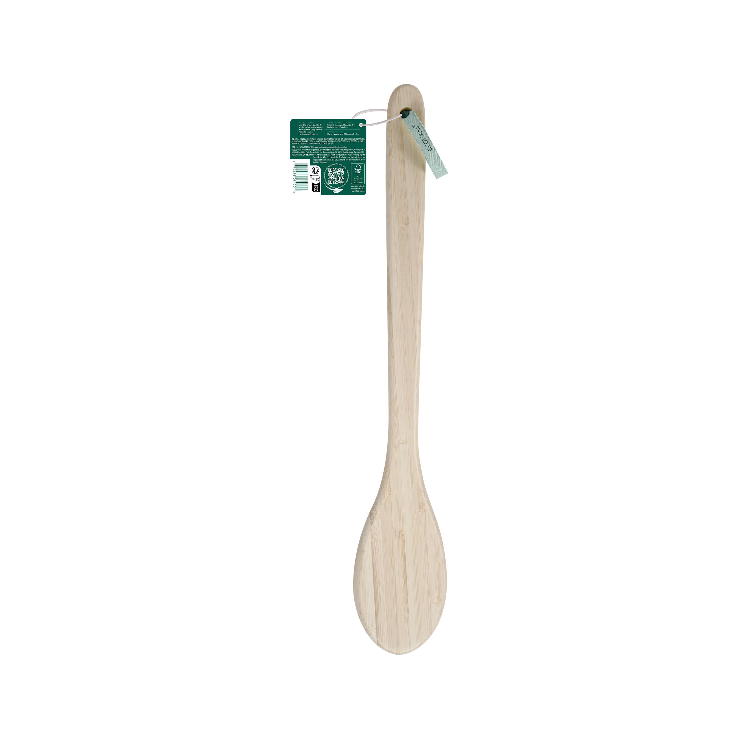 EcoTools Bristle Bath Brush, Soft but Stiff Shower Bristles, Long Bamboo Handle, Gently Exfoliating for Back & Body, Stimulates Blood Circulation, Eco-Friendly, 1 Count