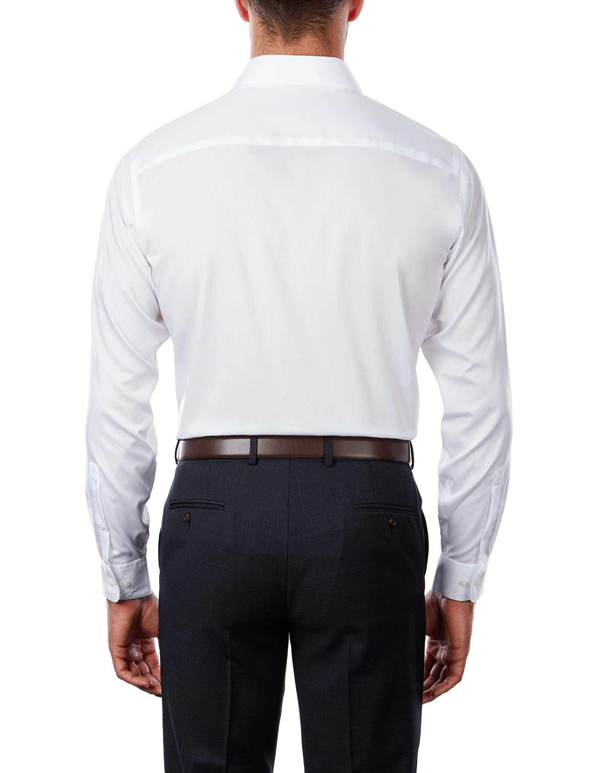 Calvin Klein Men's Regular Fit Non Iron Herringbone Solid, White, 16/32-33