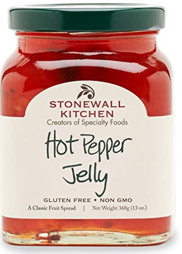 Stonewall Kitchen, Red Pepper Jelly and Hot Pepper Jelly, 11.75 Ounce (Pack of 2) - with Make Your Day Spreader