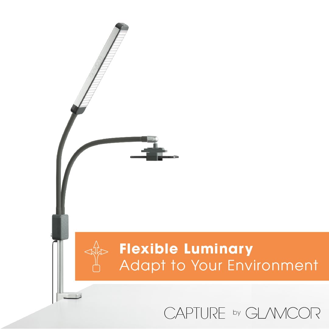 Glamcor Capture LED Light Kit with Smartphone Mount and Table Clamp