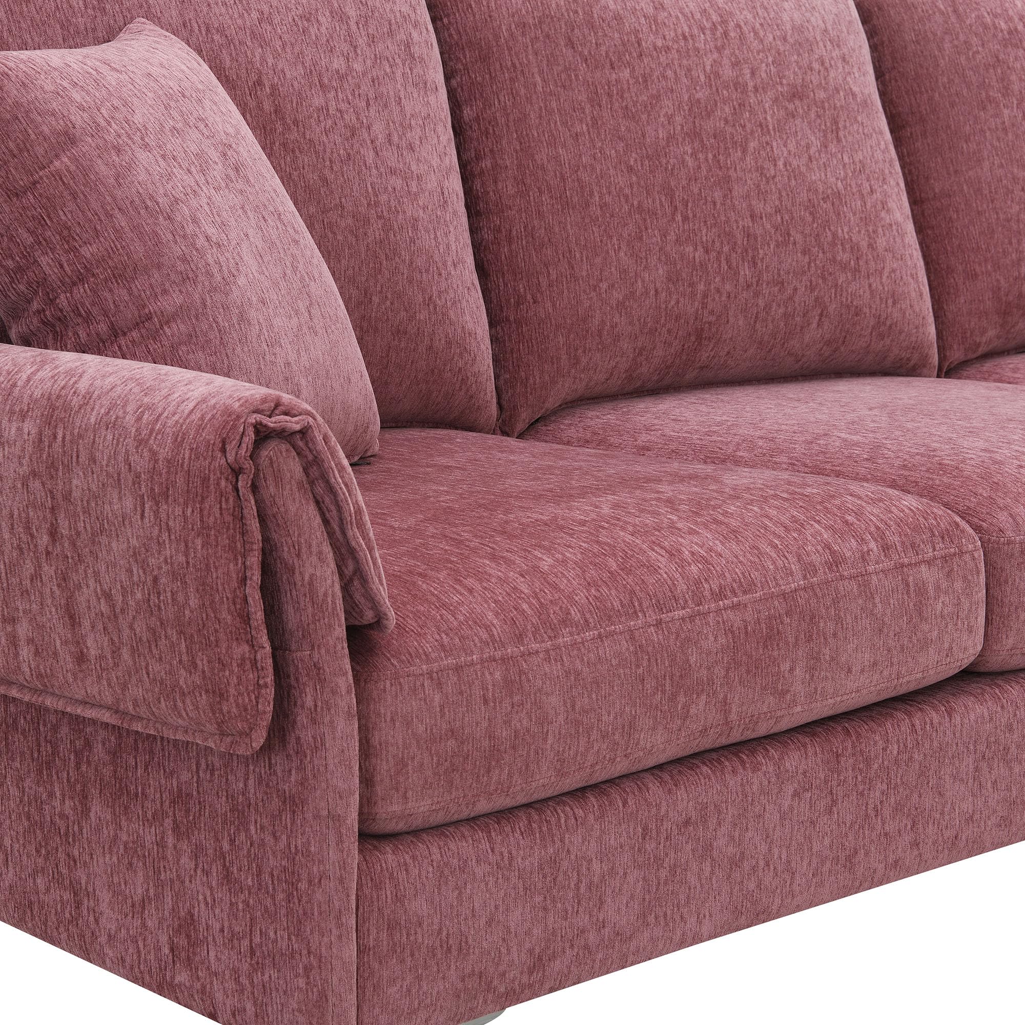 POCIYIHOME 84" Convertible Sectional 2 Pillows, Modern Chenille L-Shaped Couch with Reversible Chaise Lounge, 3-Seater Sleeper Sofa, Fit for Living Room,Office,Apartment, Polyester, Pink