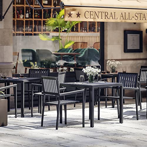 Flash Furniture Harris Commercial Set 4 Metal Chairs Backs and Seats-Square Table with Poly Resin Top, 5 Piece, Black