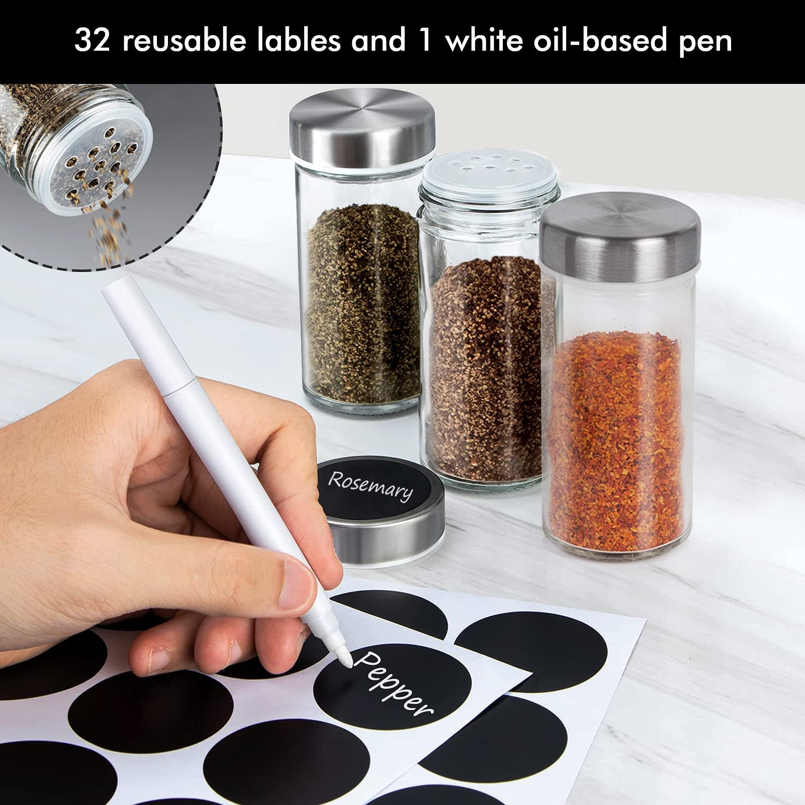 Baker Boutique Spice Rack, Spice Rack Organizer for Countertop, Rotating Spice Rack with Jars, Spinning Spice Rack Shelf, Revolving Spice Rack for Kitchen (Silver)