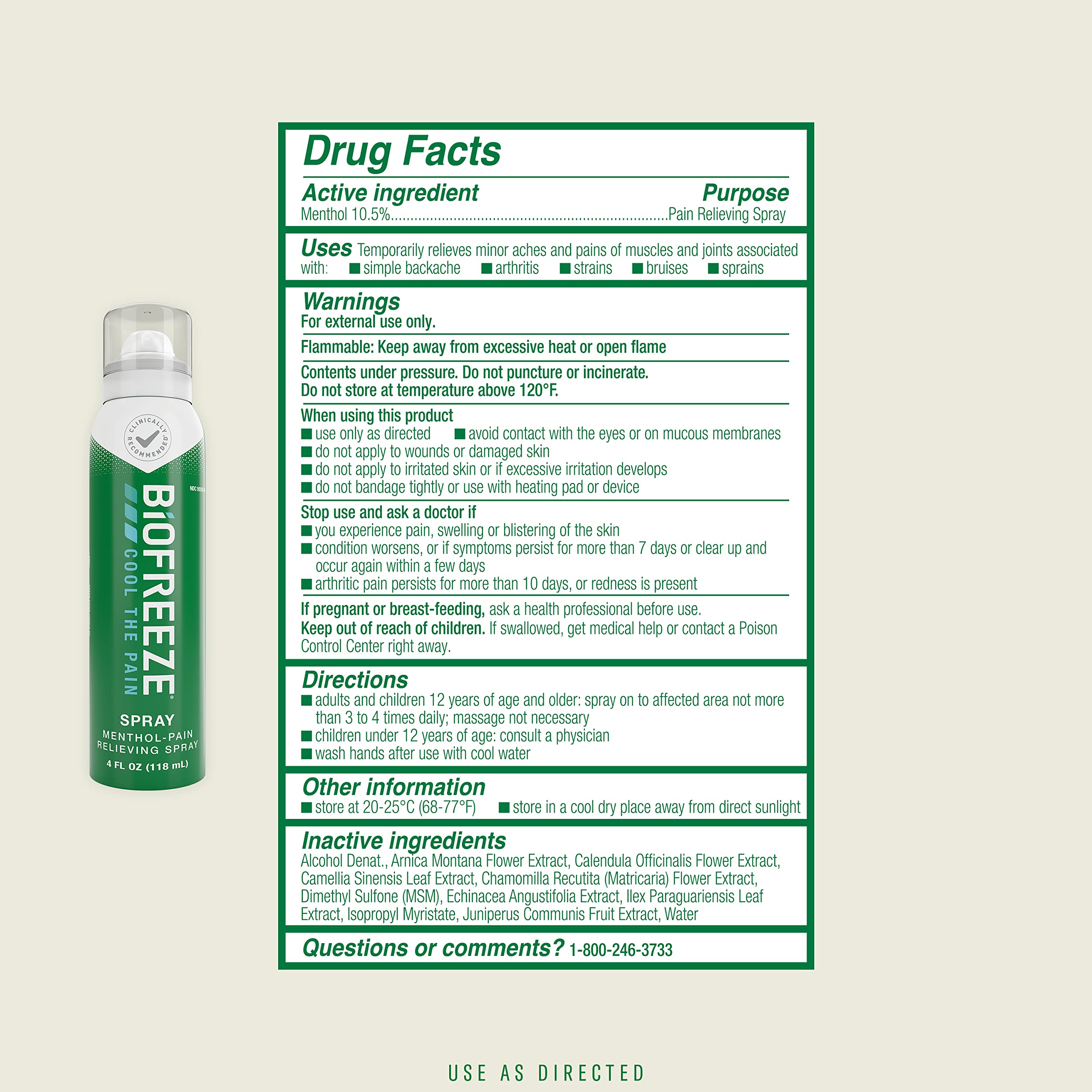Biofreeze Menthol Pain Relieving Spray 4 FL OZ Colorless Aerosol Spray (Pack Of 12) For Pain Relief Associated With Sore Muscles, Arthritis, Simple Backaches, And Joint Pain (Packaging May Vary)