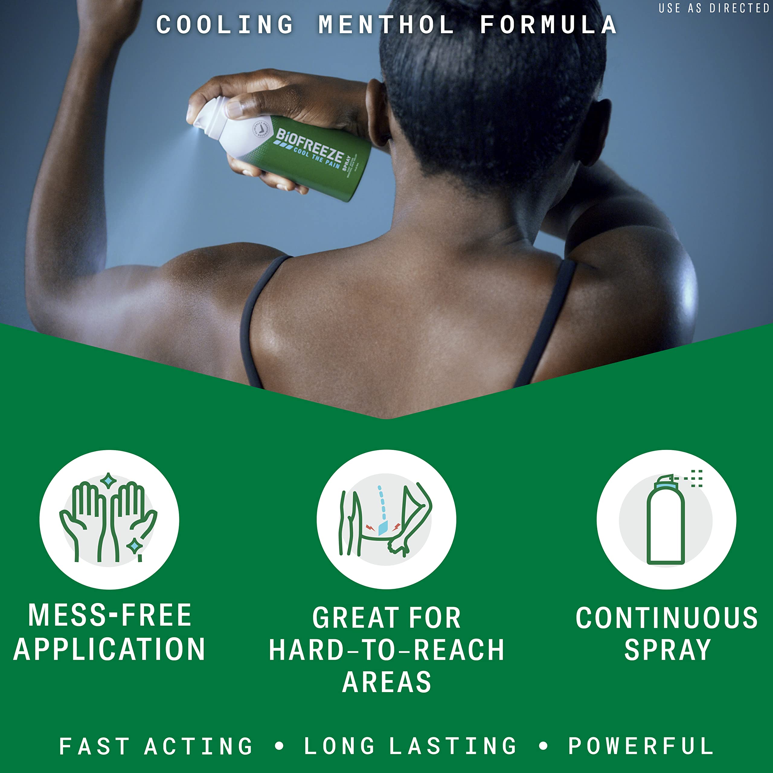 Biofreeze Menthol Pain Relieving Spray 4 FL OZ Colorless Aerosol Spray (Pack Of 12) For Pain Relief Associated With Sore Muscles, Arthritis, Simple Backaches, And Joint Pain (Packaging May Vary)