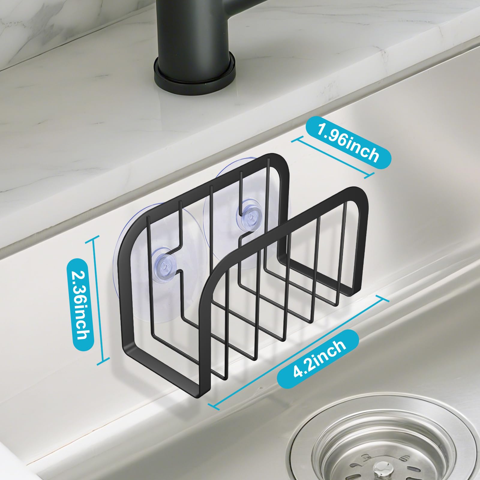 Kitchen Sink Caddy, Sponge Holder for Kitchen Sink,Kitchen Sink Organizer,Kitchen Sponge Holder,Dish Sponger Holder,Dish Soap Holder(Black)