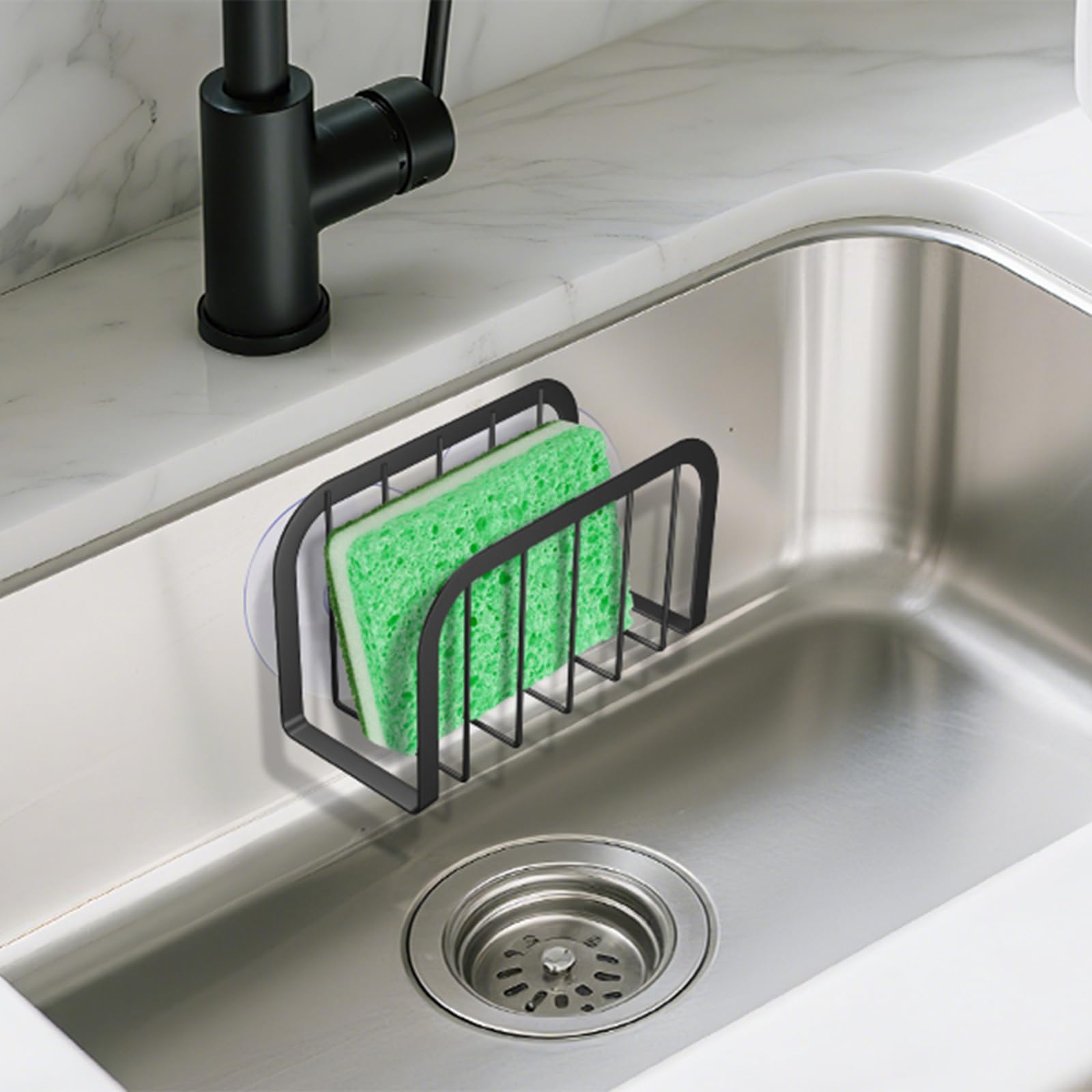 Kitchen Sink Caddy, Sponge Holder for Kitchen Sink,Kitchen Sink Organizer,Kitchen Sponge Holder,Dish Sponger Holder,Dish Soap Holder(Black)