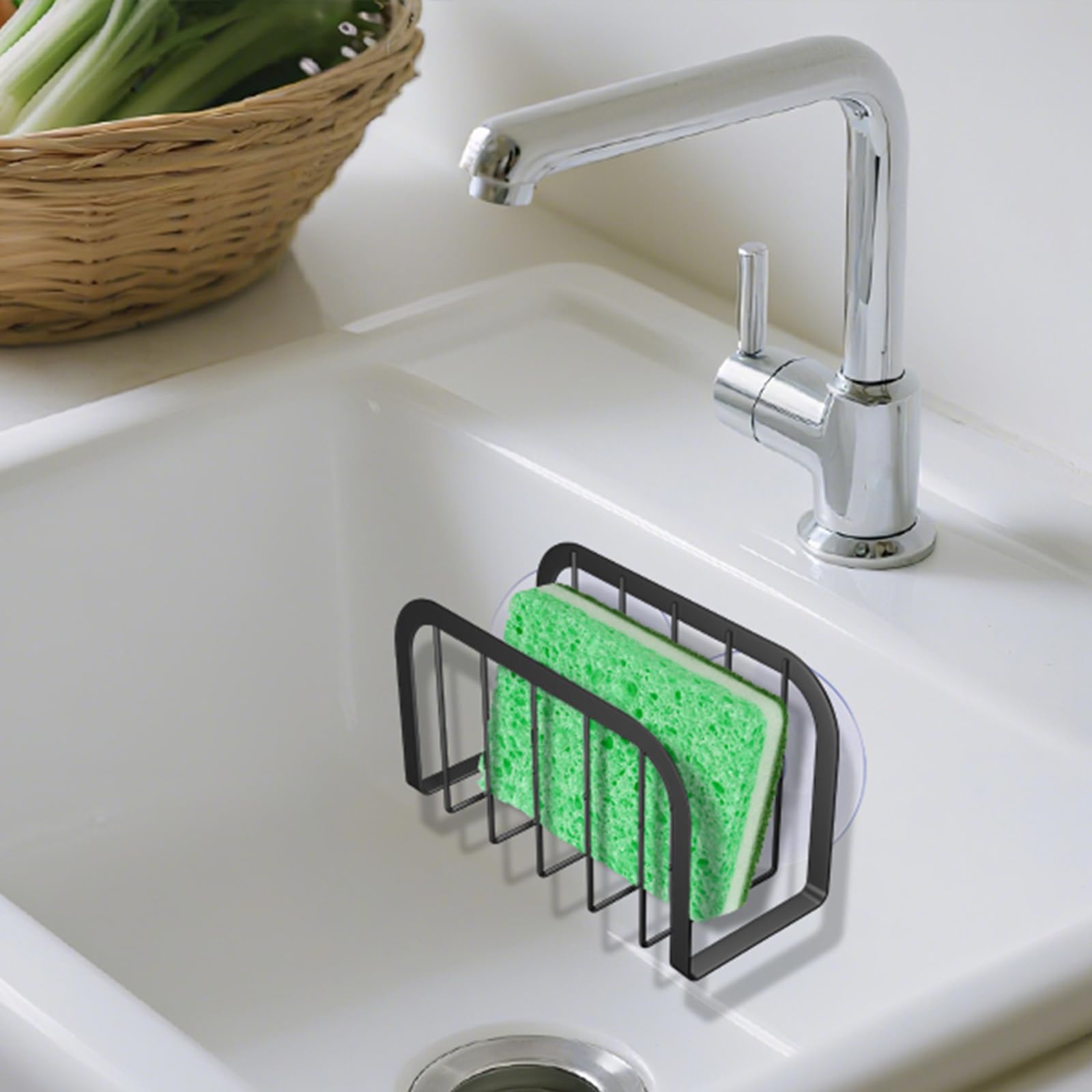 Kitchen Sink Caddy, Sponge Holder for Kitchen Sink,Kitchen Sink Organizer,Kitchen Sponge Holder,Dish Sponger Holder,Dish Soap Holder(Black)