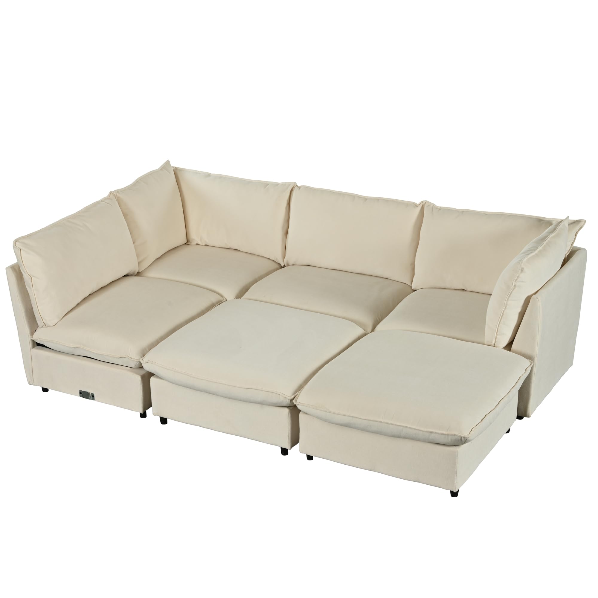 Aiuyesuo Modern Large U-Shape 6-Seat Sectional Sofa, Modular Sectional Sofa, 2 Large Chaise with Removable Ottomans, Thickened Cushion Back for Living Room,Home,Office (Beige-UUL2)