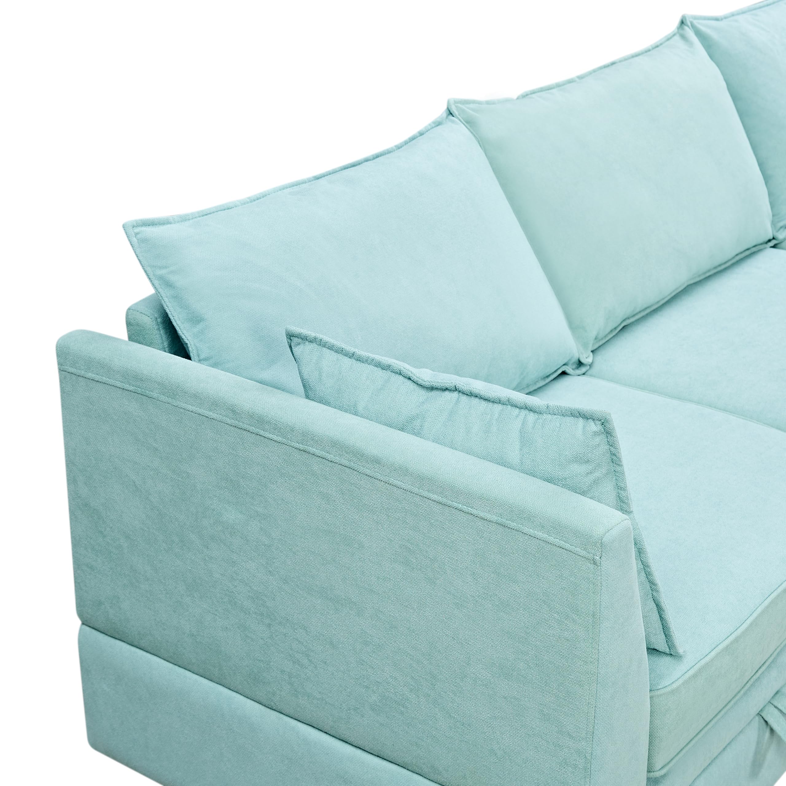 VilroCaz Modern Large U-Shape Modular Sectional Sofa Couch, Polyester Linen Convertible Sofa Bed with Reversible Chaise and 6 Storage Seat for Living Room Apartments Office (Light Green-115a)