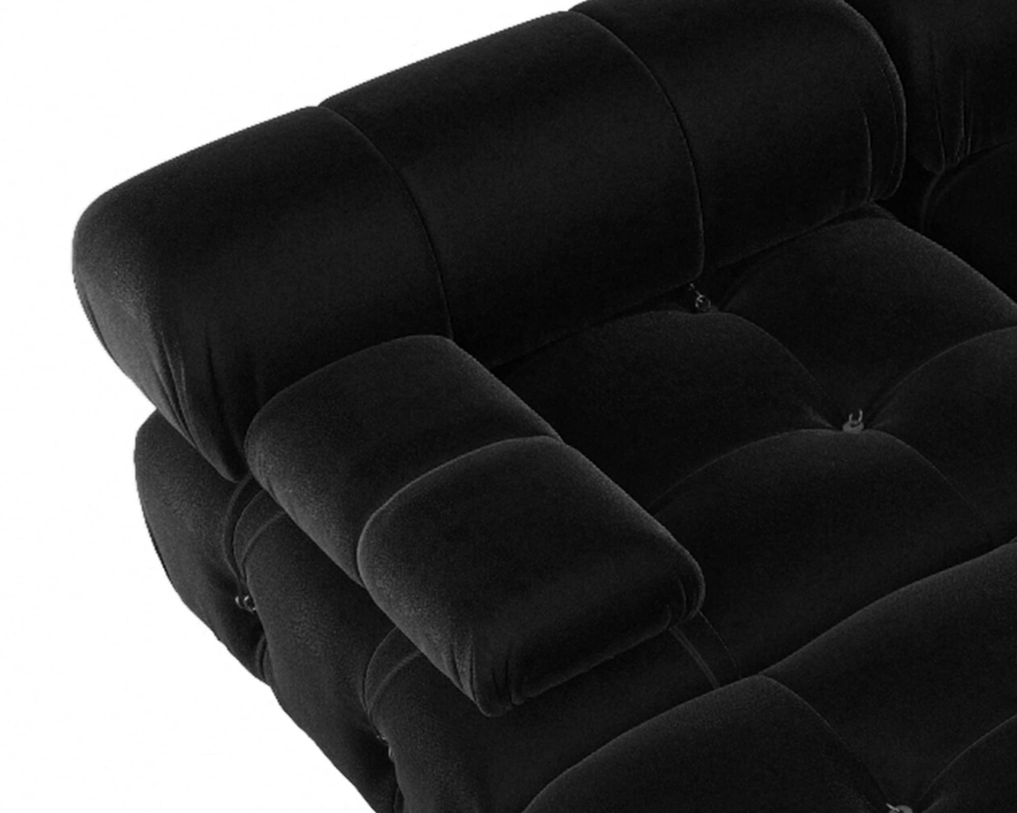 WJShome Modular Sectional Couch with Ottoman, 103.95 inch Convertible Sofa with Reversible Chaise, Velvet L Shaped Minimalist Couch for Living Room, Modern Large Free Combination Sofa, Black