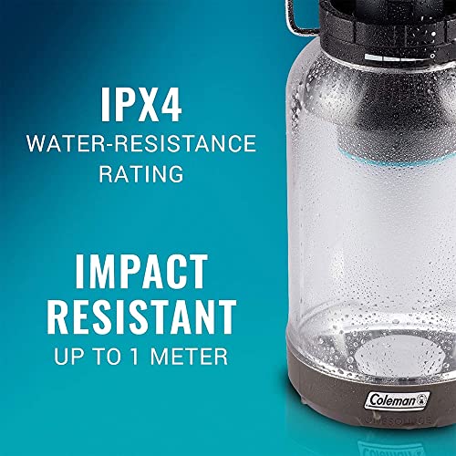 Coleman OneSource 1000 Lumens Water Resistant LED Outdoor Camping Lantern w/Rechargeable Battery, USB Port for Devices, & Internal Flashlight (2 Pack)
