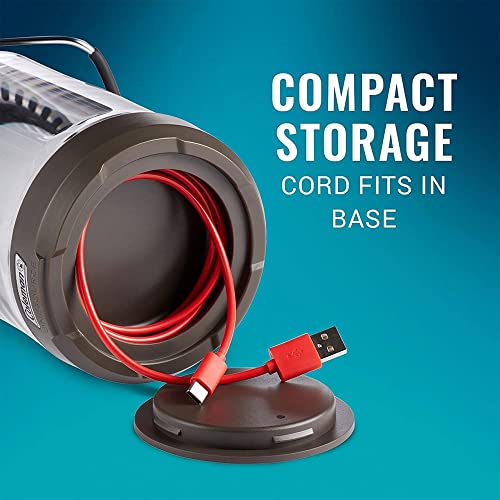 Coleman OneSource 1000 Lumens Water Resistant LED Outdoor Camping Lantern w/Rechargeable Battery, USB Port for Devices, & Internal Flashlight (2 Pack)