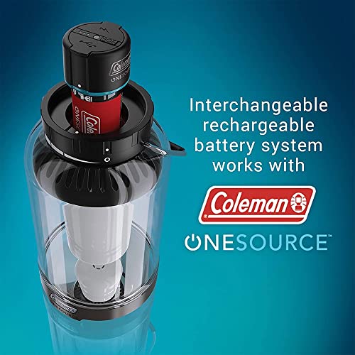 Coleman OneSource 1000 Lumens Water Resistant LED Outdoor Camping Lantern w/Rechargeable Battery, USB Port for Devices, & Internal Flashlight (2 Pack)
