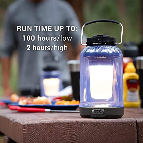 Coleman OneSource 1000 Lumens Water Resistant LED Outdoor Camping Lantern w/Rechargeable Battery, USB Port for Devices, & Internal Flashlight (2 Pack)