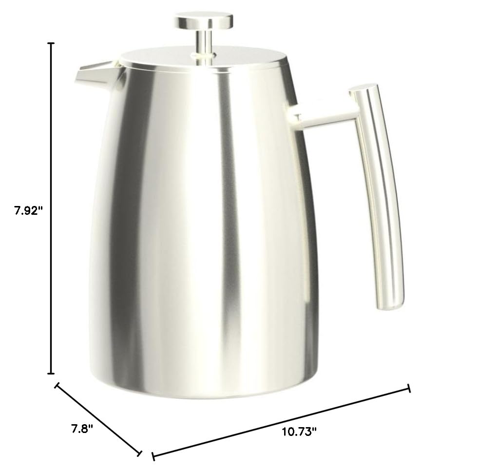 Café Stal HFD-16 Belmont 16 Cup Double Walled Cafetiere Coffee Maker, Mirror Finish, 2 Litre