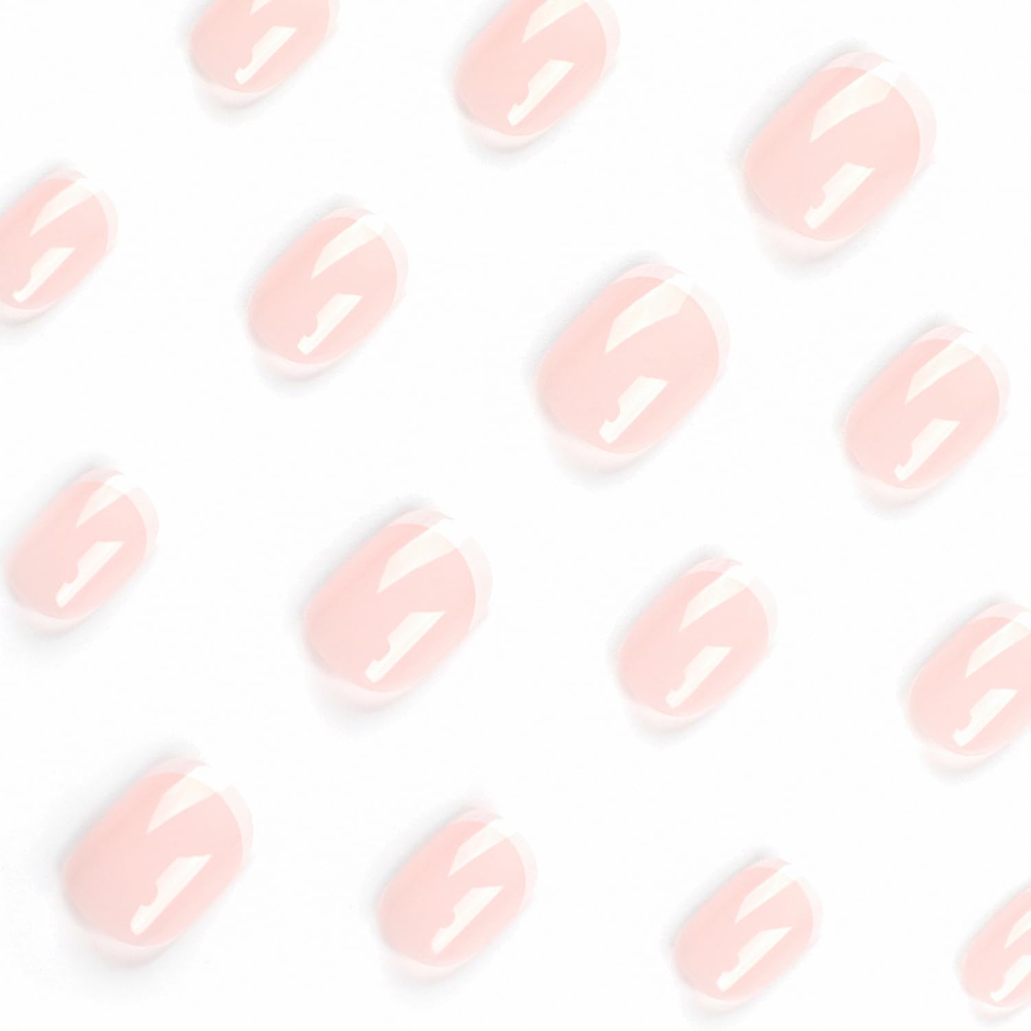 White French Tip Press on Nails Short Square Fake Nails Glossy Pink Glue on Nails Full Cover False Nails with Designs White Nail Tips Acrylic Nails Extra Short Press on Nails for Women Manicure 24Pcs